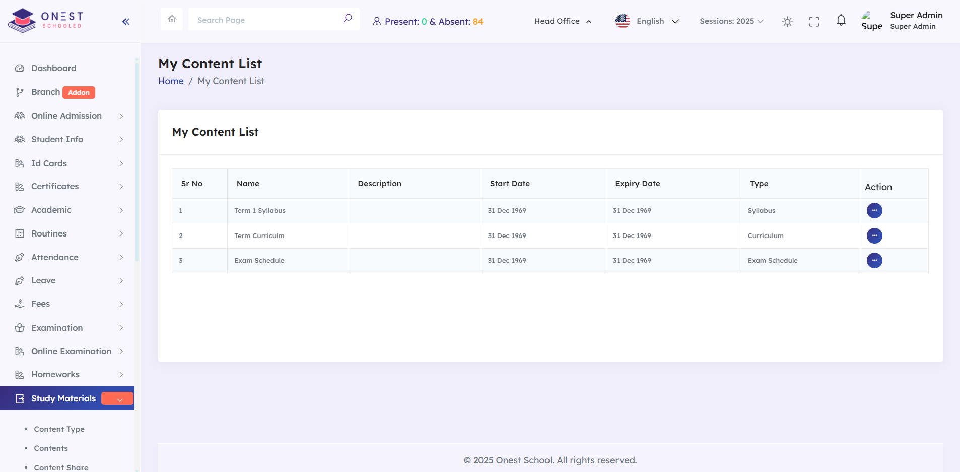 Onest Schooled-Study Material Addon For School Management System by onesttech